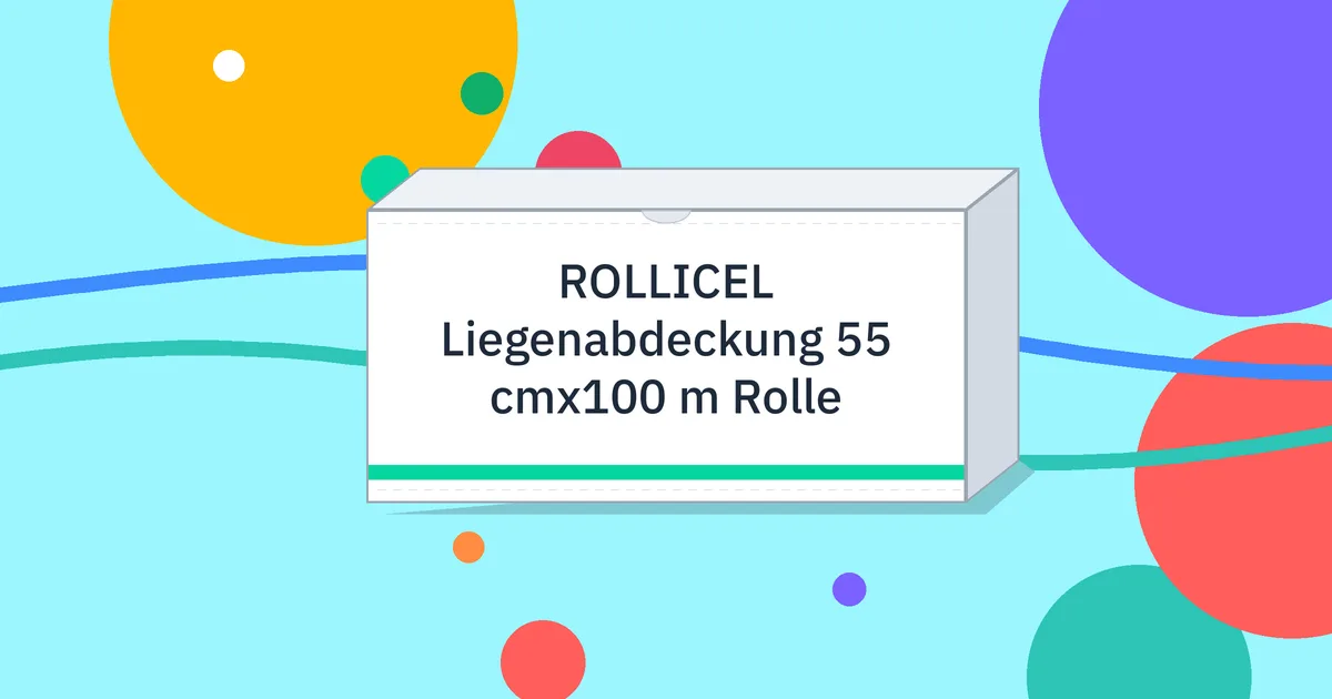 Symbolbild: Packung mit der Aufschrift ROLLICEL Liegenabdeckung 55 cmx100 m Rolle (PZN 11350559) – Verfügbarkeit und Bezug in Apotheken in Frankfurt am Main
