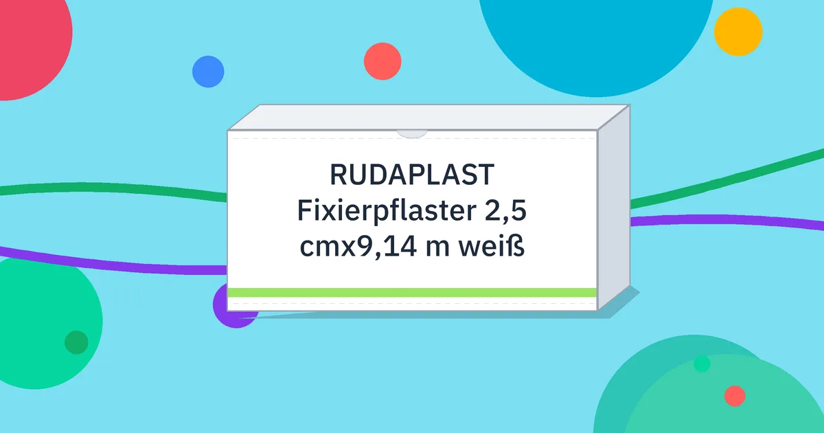 Symbolbild: Packung mit der Aufschrift RUDAPLAST Fixierpflaster 2,5 cmx9,14 m weiß (PZN 15892820) – Verfügbarkeit und Bezug in Apotheken in Frankfurt am Main