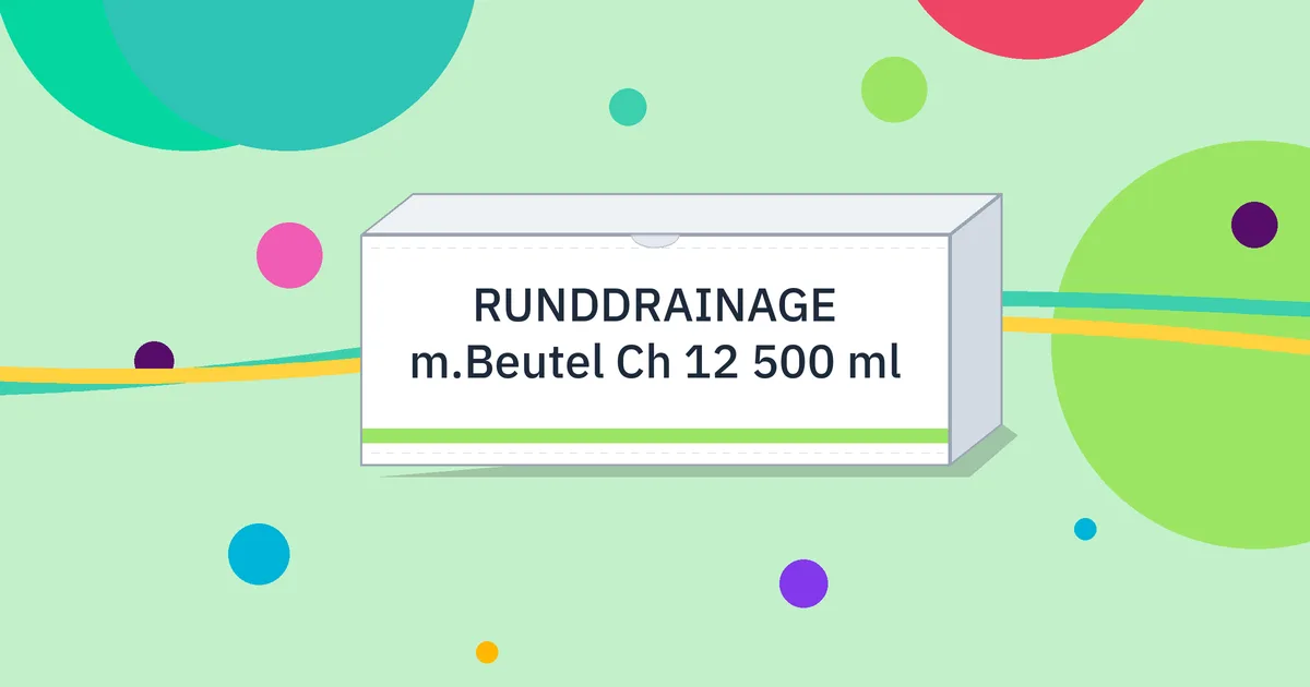Symbolbild: Packung mit der Aufschrift RUNDDRAINAGE m.Beutel Ch 12 500 ml (PZN 10327216) – Verfügbarkeit und Bezug in Apotheken in Frankfurt am Main