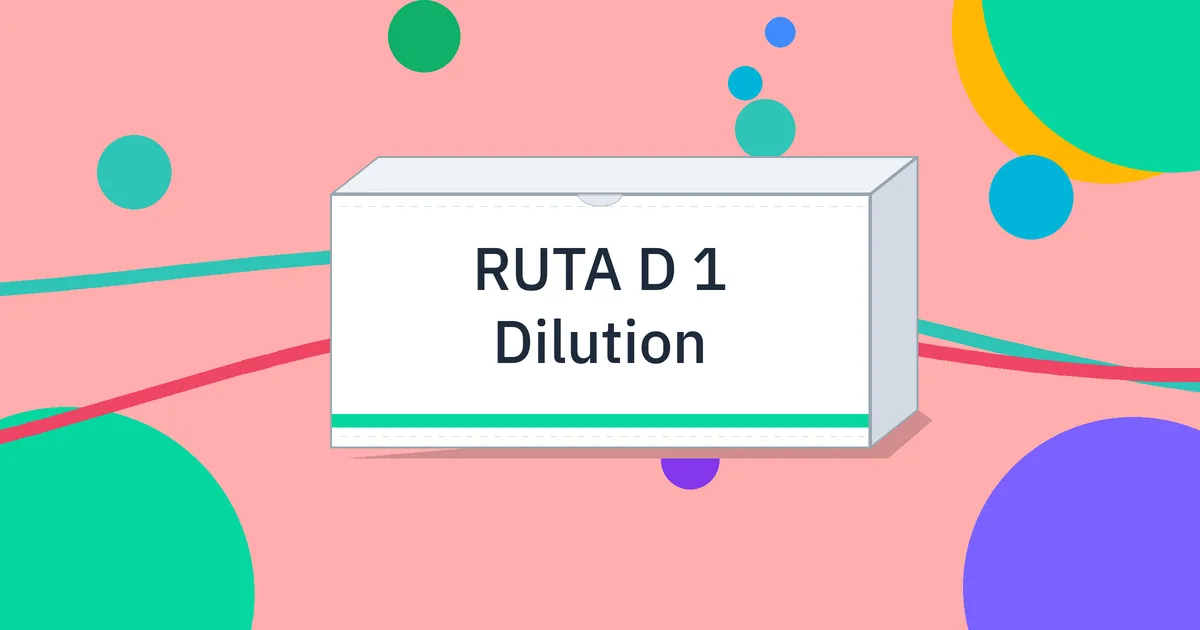 Symbolbild: Packung mit der Aufschrift RUTA D 1 Dilution (PZN 02621031) – Verfügbarkeit und Bezug in Apotheken in Frankfurt am Main