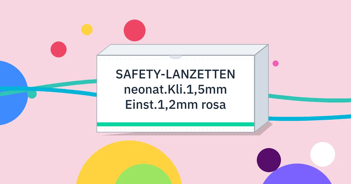 Symbolbild: Packung mit der Aufschrift SAFETY-LANZETTEN neonat.Kli.1,5mm Einst.1,2mm rosa (PZN 20914877) – Verfügbarkeit und Bezug in Apotheken in Frankfurt am Main