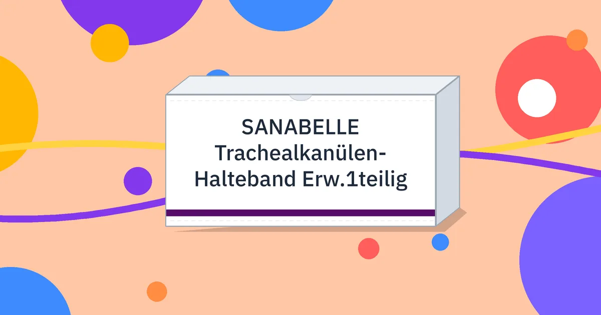 Symbolbild: Packung mit der Aufschrift SANABELLE Trachealkanülen-Halteband Erw.1teilig (PZN 18398492) – Verfügbarkeit und Bezug in Apotheken in Frankfurt am Main