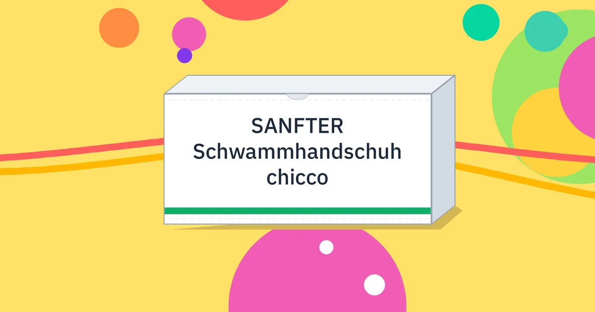 Symbolbild: Packung mit der Aufschrift SANFTER Schwammhandschuh chicco (PZN 19374430) – Verfügbarkeit und Bezug in Apotheken in Frankfurt am Main