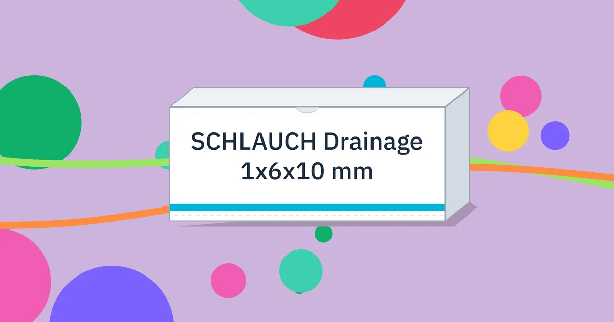 Symbolbild: Packung mit der Aufschrift SCHLAUCH Drainage 1x6x10 mm (PZN 01726325) – Verfügbarkeit und Bezug in Apotheken in Frankfurt am Main