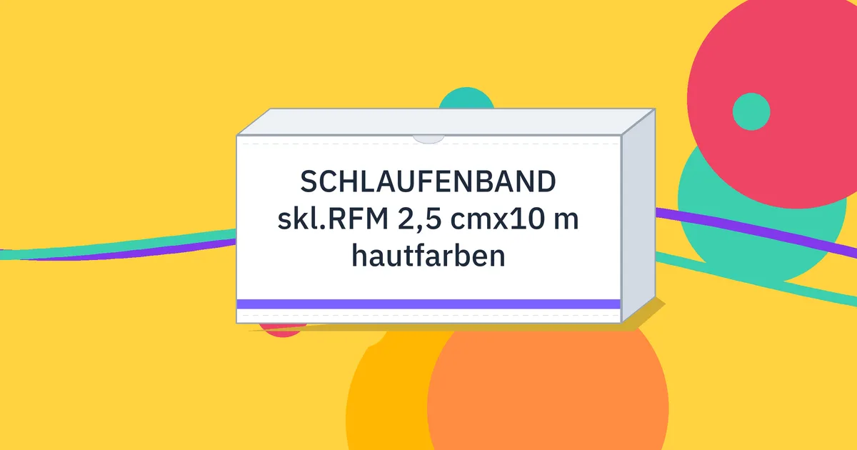 Symbolbild: Packung mit der Aufschrift SCHLAUFENBAND skl.RFM 2,5 cmx10 m hautfarben (PZN 06490092) – Verfügbarkeit und Bezug in Apotheken in Frankfurt am Main