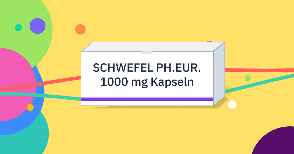 Symbolbild: Packung mit der Aufschrift SCHWEFEL PH.EUR. 1000 mg Kapseln (PZN 15738094) – Verfügbarkeit und Bezug in Apotheken in Frankfurt am Main