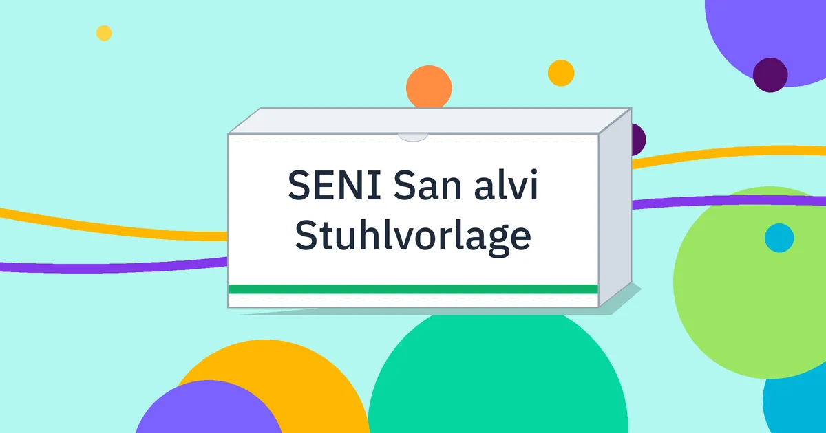 Symbolbild: Packung mit der Aufschrift SENI San alvi Stuhlvorlage (PZN 20322734) – Verfügbarkeit und Bezug in Apotheken in Frankfurt am Main