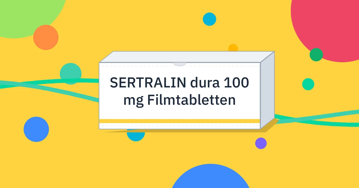 Symbolbild: Packung mit der Aufschrift SERTRALIN dura 100 mg Filmtabletten (PZN 00470622) – Verfügbarkeit und Bezug in Apotheken in Frankfurt am Main