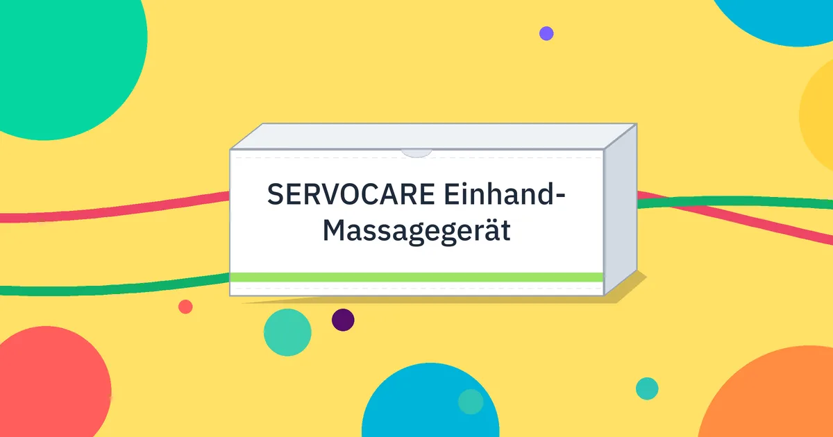 Symbolbild: Packung mit der Aufschrift SERVOCARE Einhand-Massagegerät (PZN 19237615) – Verfügbarkeit und Bezug in Apotheken in Frankfurt am Main