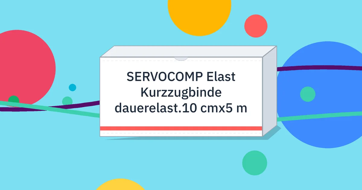 Symbolbild: Packung mit der Aufschrift SERVOCOMP Elast Kurzzugbinde dauerelast.10 cmx5 m (PZN 16734827) – Verfügbarkeit und Bezug in Apotheken in Frankfurt am Main