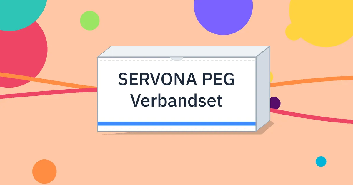 Symbolbild: Packung mit der Aufschrift SERVONA PEG Verbandset (PZN 05509688) – Verfügbarkeit und Bezug in Apotheken in Frankfurt am Main