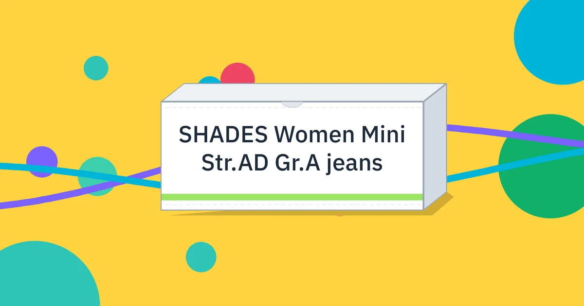 Symbolbild: Packung mit der Aufschrift SHADES Women Mini Str.AD Gr.A jeans (PZN 16992630) – Verfügbarkeit und Bezug in Apotheken in Frankfurt am Main