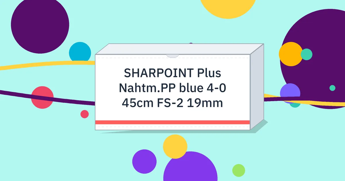 Symbolbild: Packung mit der Aufschrift SHARPOINT Plus Nahtm.PP blue 4-0 45cm FS-2 19mm (PZN 17985371) – Verfügbarkeit und Bezug in Apotheken in Frankfurt am Main