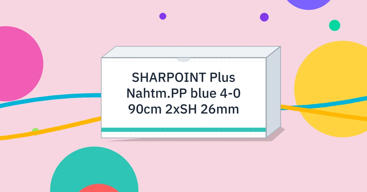 Symbolbild: Packung mit der Aufschrift SHARPOINT Plus Nahtm.PP blue 4-0 90cm 2xSH 26mm (PZN 17985678) – Verfügbarkeit und Bezug in Apotheken in Frankfurt am Main