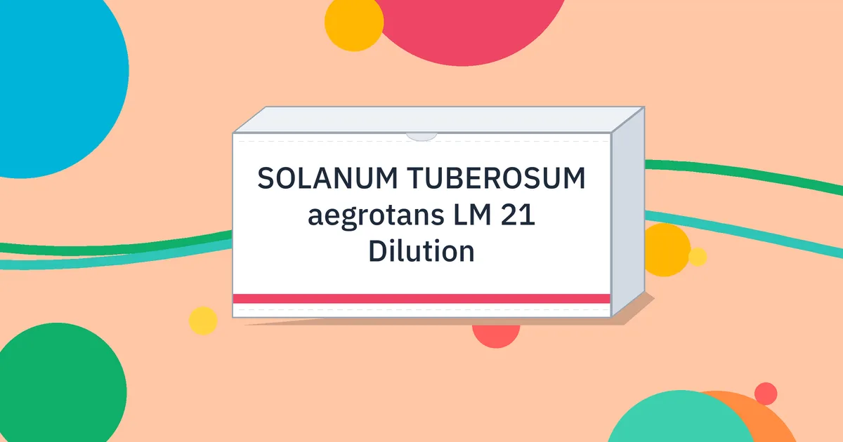 Symbolbild: Packung mit der Aufschrift SOLANUM TUBEROSUM aegrotans LM 21 Dilution (PZN 13193905) – Verfügbarkeit und Bezug in Apotheken in Frankfurt am Main