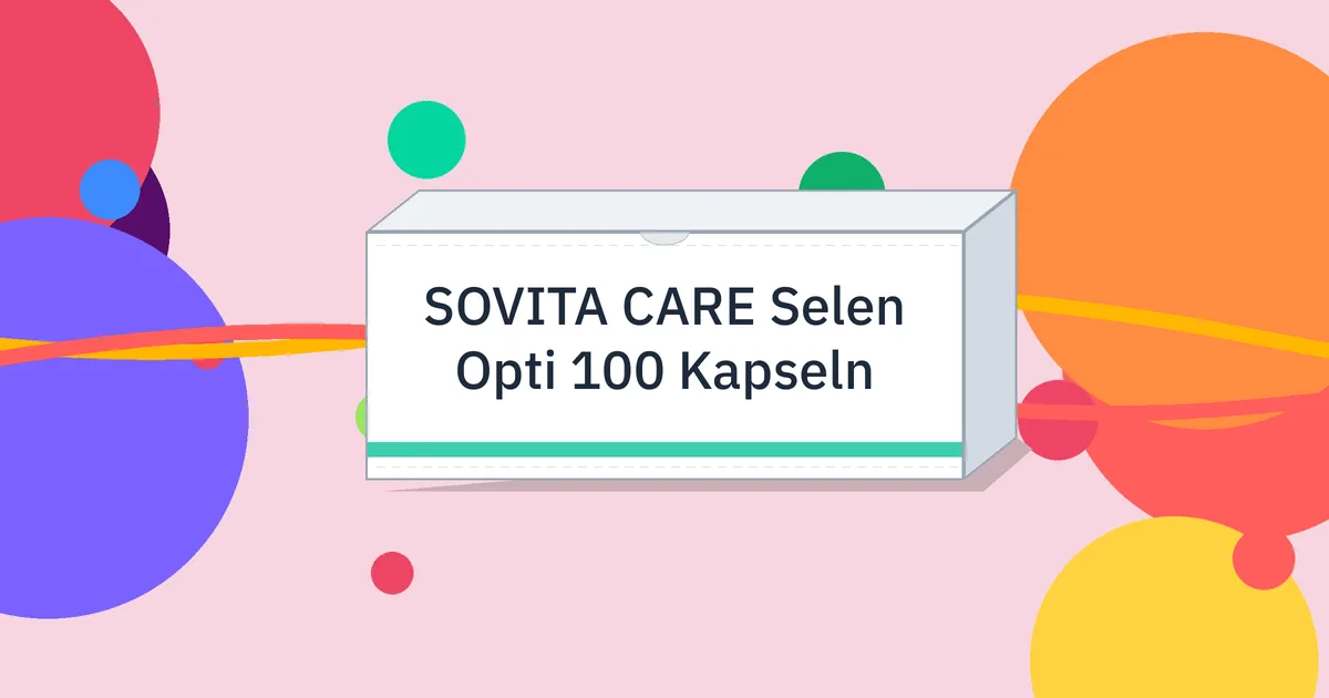 Symbolbild: Packung mit der Aufschrift SOVITA CARE Selen Opti 100 Kapseln (PZN 10166948) – Verfügbarkeit und Bezug in Apotheken in Frankfurt am Main