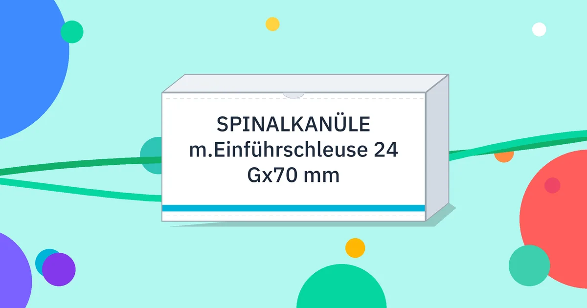Symbolbild: Packung mit der Aufschrift SPINALKANÜLE m.Einführschleuse 24 Gx70 mm (PZN 03949756) – Verfügbarkeit und Bezug in Apotheken in Frankfurt am Main