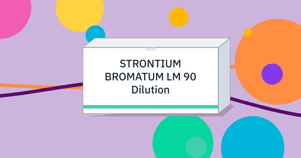 Symbolbild: Packung mit der Aufschrift STRONTIUM BROMATUM LM 90 Dilution (PZN 13203012) – Verfügbarkeit und Bezug in Apotheken in Frankfurt am Main