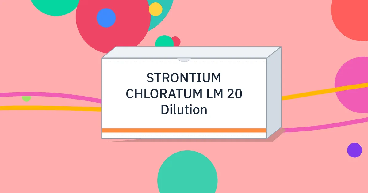Symbolbild: Packung mit der Aufschrift STRONTIUM CHLORATUM LM 20 Dilution (PZN 13203621) – Verfügbarkeit und Bezug in Apotheken in Frankfurt am Main