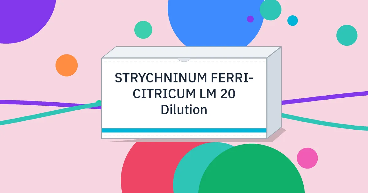 Symbolbild: Packung mit der Aufschrift STRYCHNINUM FERRI-CITRICUM LM 20 Dilution (PZN 13206358) – Verfügbarkeit und Bezug in Apotheken in Frankfurt am Main