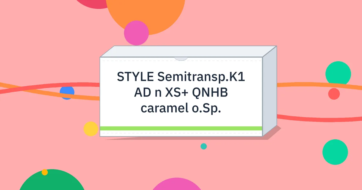 Symbolbild: Packung mit der Aufschrift STYLE Semitransp.K1 AD n XS+ QNHB caramel o.Sp. (PZN 18869425) – Verfügbarkeit und Bezug in Apotheken in Frankfurt am Main
