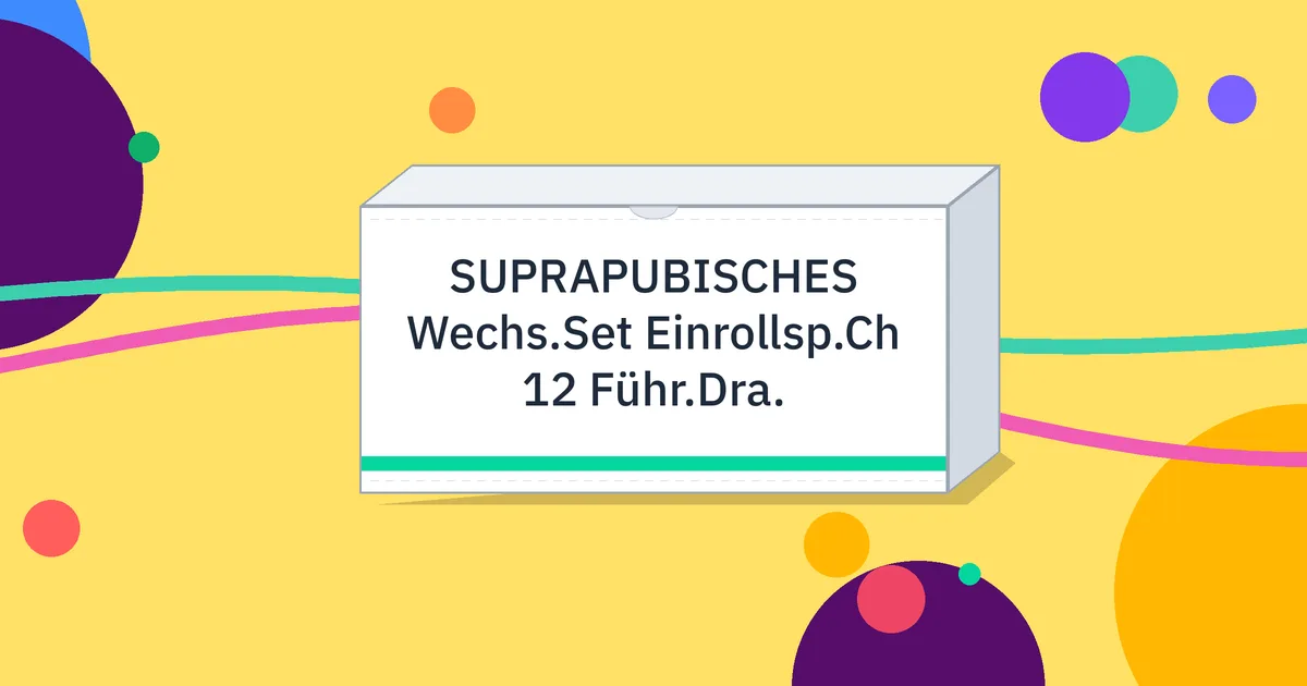 Symbolbild: Packung mit der Aufschrift SUPRAPUBISCHES Wechs.Set Einrollsp.Ch 12 Führ.Dra. (PZN 00213279) – Verfügbarkeit und Bezug in Apotheken in Frankfurt am Main
