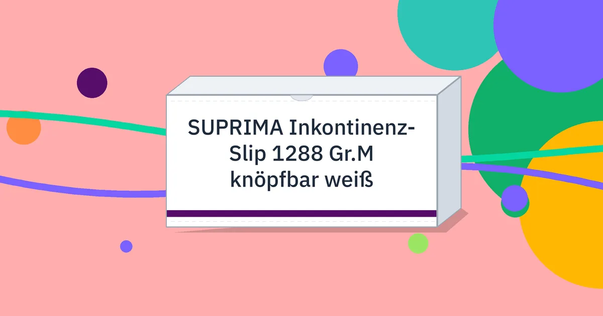 Symbolbild: Packung mit der Aufschrift SUPRIMA Inkontinenz-Slip 1288 Gr.M knöpfbar weiß (PZN 10013877) – Verfügbarkeit und Bezug in Apotheken in Frankfurt am Main
