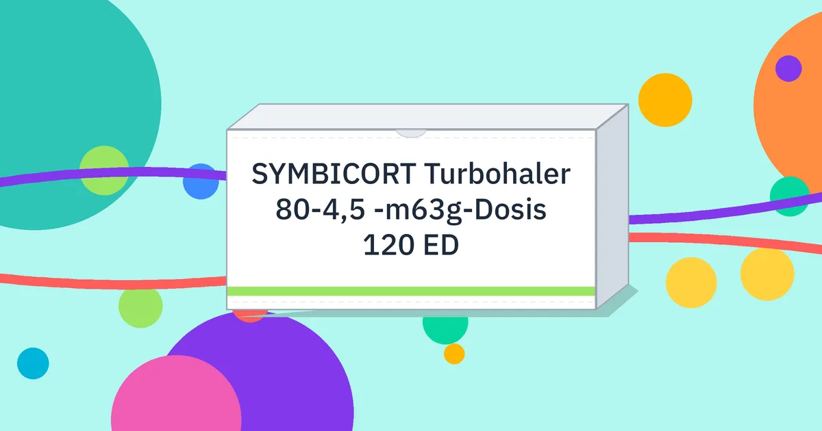 Symbolbild: Packung mit der Aufschrift SYMBICORT Turbohaler 80-4,5 -m63g-Dosis 120 ED (PZN 06057107) – Verfügbarkeit und Bezug in Apotheken in Frankfurt am Main