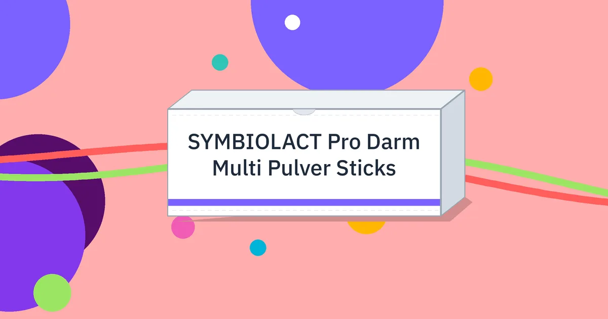 Symbolbild: Packung mit der Aufschrift SYMBIOLACT Pro Darm Multi Pulver Sticks (PZN 19822897) – Verfügbarkeit und Bezug in Apotheken in Frankfurt am Main
