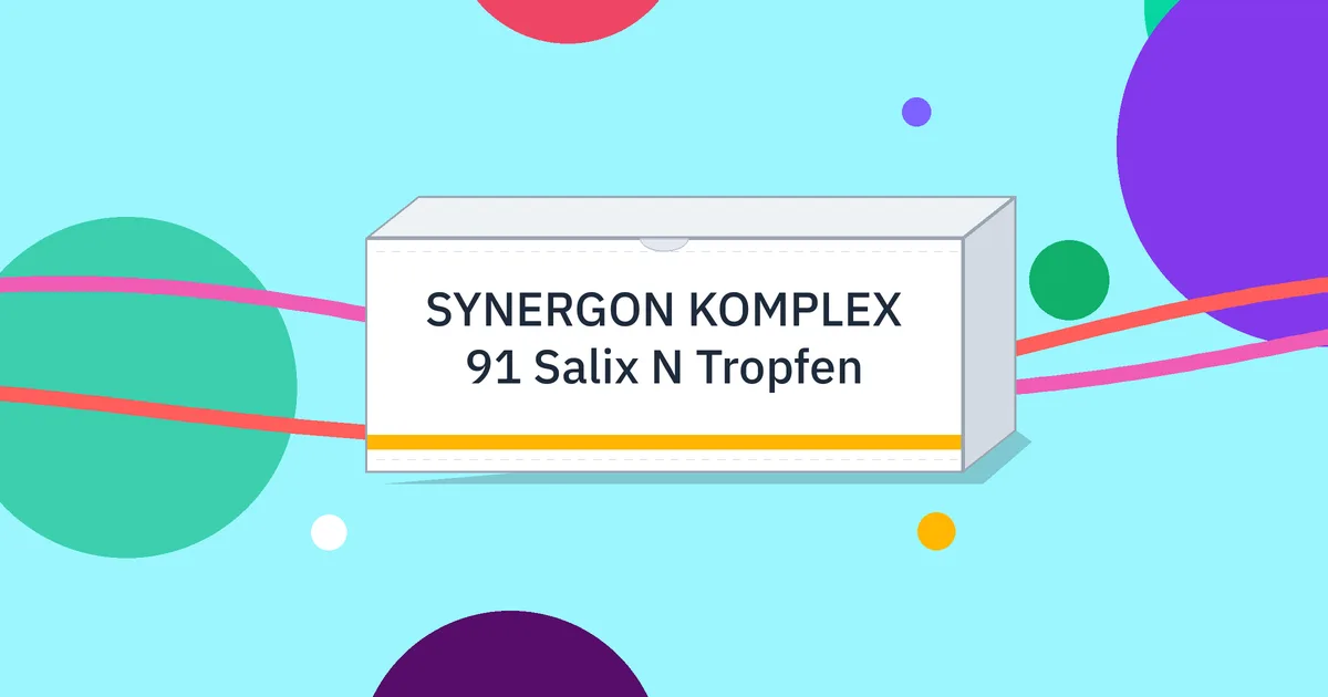 Symbolbild: Packung mit der Aufschrift SYNERGON KOMPLEX 91 Salix N Tropfen (PZN 04905643) – Verfügbarkeit und Bezug in Apotheken in Frankfurt am Main
