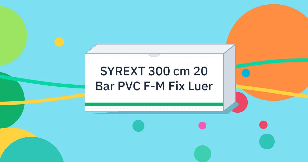 Symbolbild: Packung mit der Aufschrift SYREXT 300 cm 20 Bar PVC F-M Fix Luer (PZN 17898198) – Verfügbarkeit und Bezug in Apotheken in Frankfurt am Main