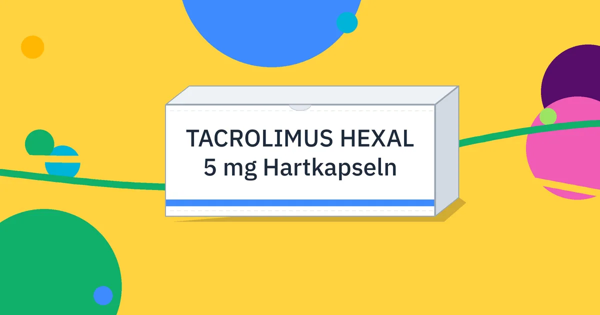 Symbolbild: Packung mit der Aufschrift TACROLIMUS HEXAL 5 mg Hartkapseln (PZN 00354057) – Verfügbarkeit und Bezug in Apotheken in Frankfurt am Main