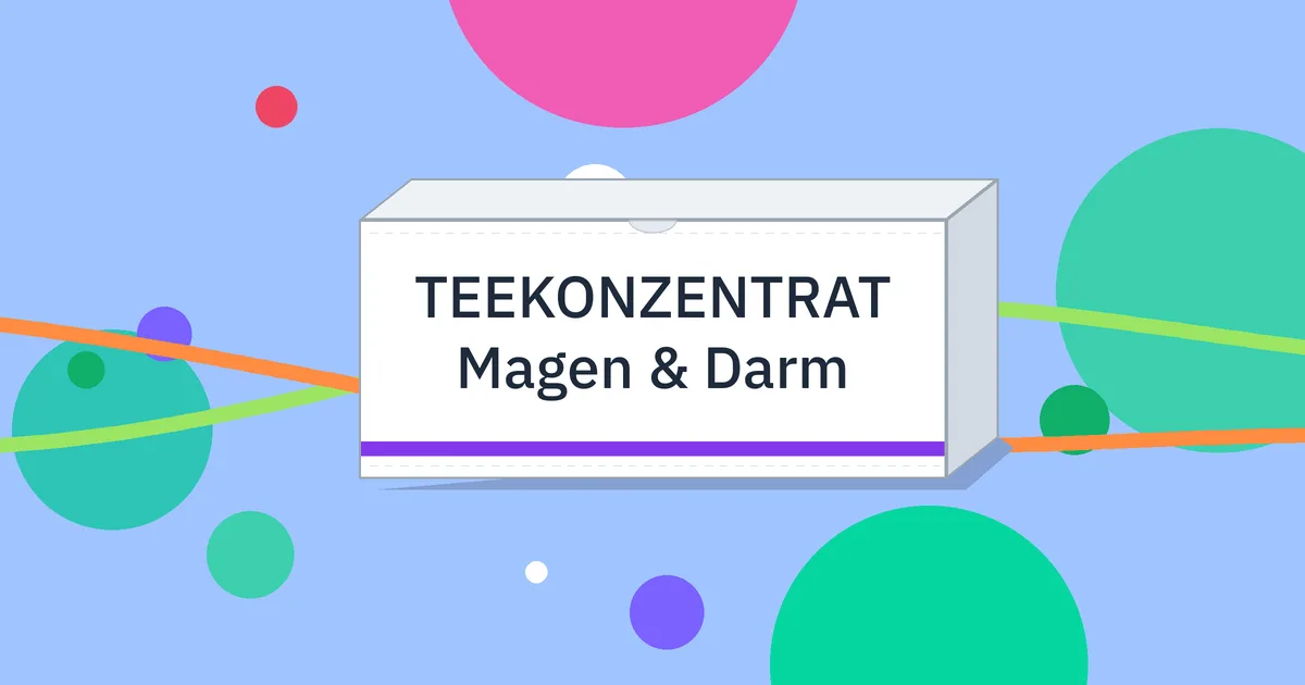 Symbolbild: Packung mit der Aufschrift TEEKONZENTRAT Magen & Darm (PZN 13572873) – Verfügbarkeit und Bezug in Apotheken in Frankfurt am Main