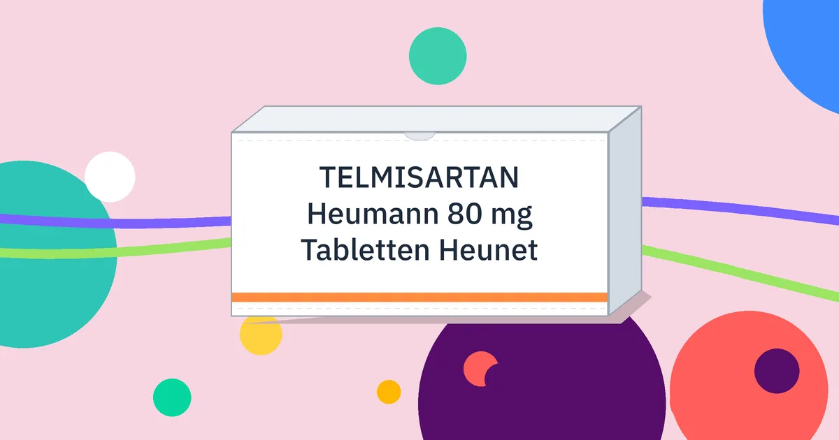 Symbolbild: Packung mit der Aufschrift TELMISARTAN Heumann 80 mg Tabletten Heunet (PZN 14211686) – Verfügbarkeit und Bezug in Apotheken in Frankfurt am Main