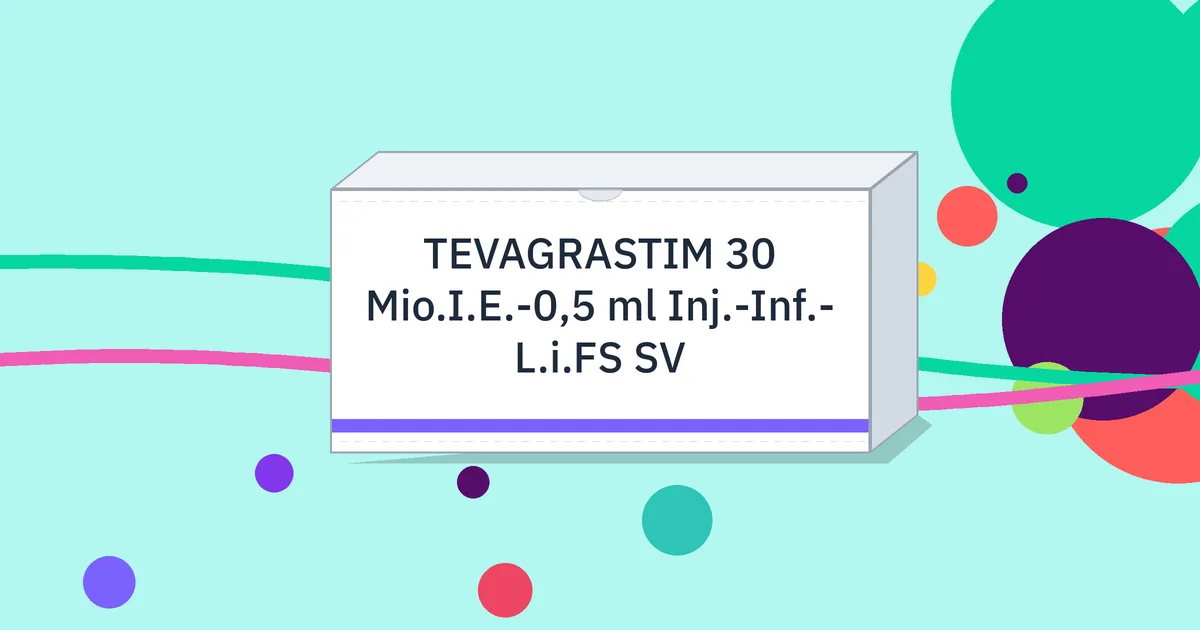 Symbolbild: Packung mit der Aufschrift TEVAGRASTIM 30 Mio.I.E.-0,5 ml Inj.-Inf.-L.i.FS SV (PZN 19647000) – Verfügbarkeit und Bezug in Apotheken in Frankfurt am Main