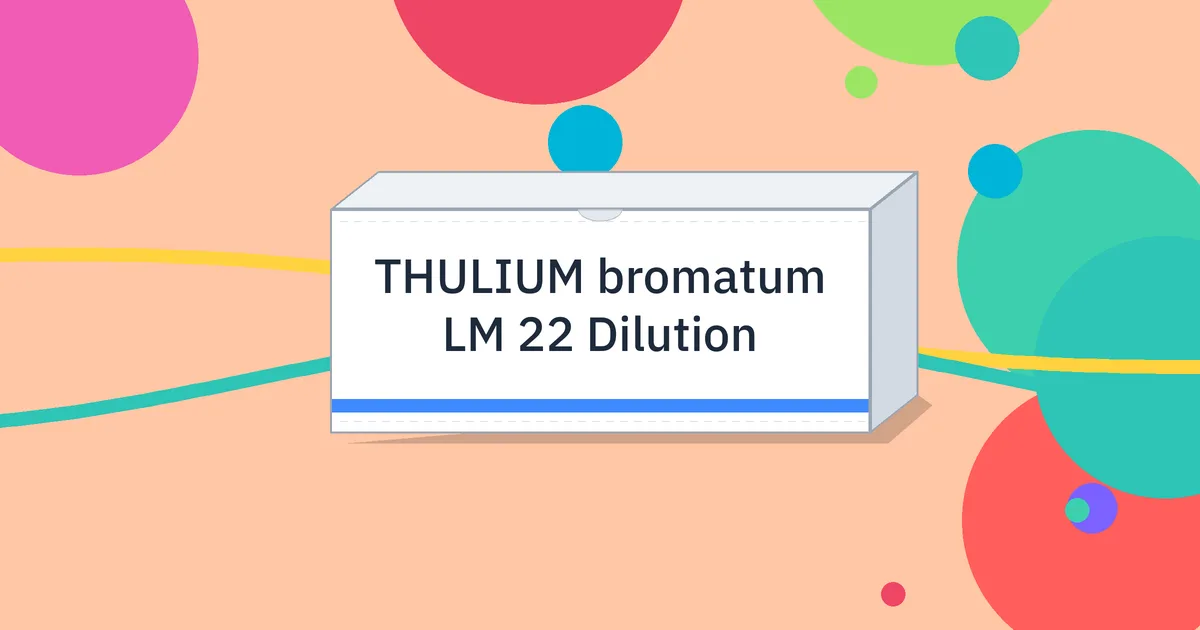 Symbolbild: Packung mit der Aufschrift THULIUM bromatum LM 22 Dilution (PZN 13691106) – Verfügbarkeit und Bezug in Apotheken in Frankfurt am Main