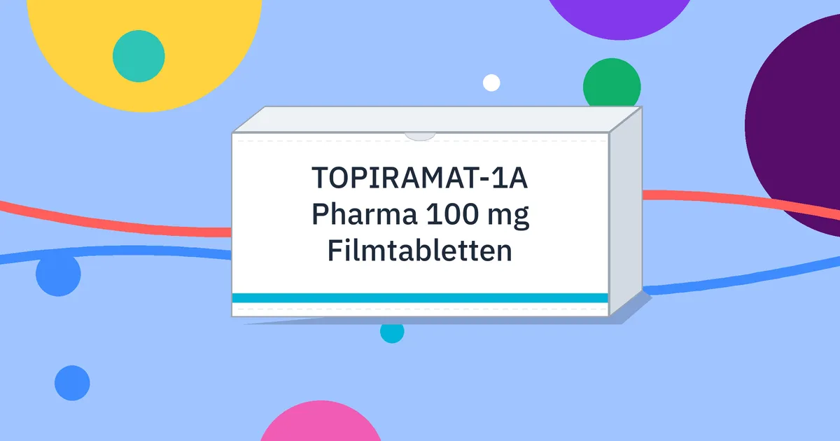 Symbolbild: Packung mit der Aufschrift TOPIRAMAT-1A Pharma 100 mg Filmtabletten (PZN 05369253) – Verfügbarkeit und Bezug in Apotheken in Frankfurt am Main