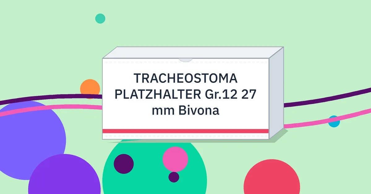 Symbolbild: Packung mit der Aufschrift TRACHEOSTOMA PLATZHALTER Gr.12 27 mm Bivona (PZN 02337063) – Verfügbarkeit und Bezug in Apotheken in Frankfurt am Main