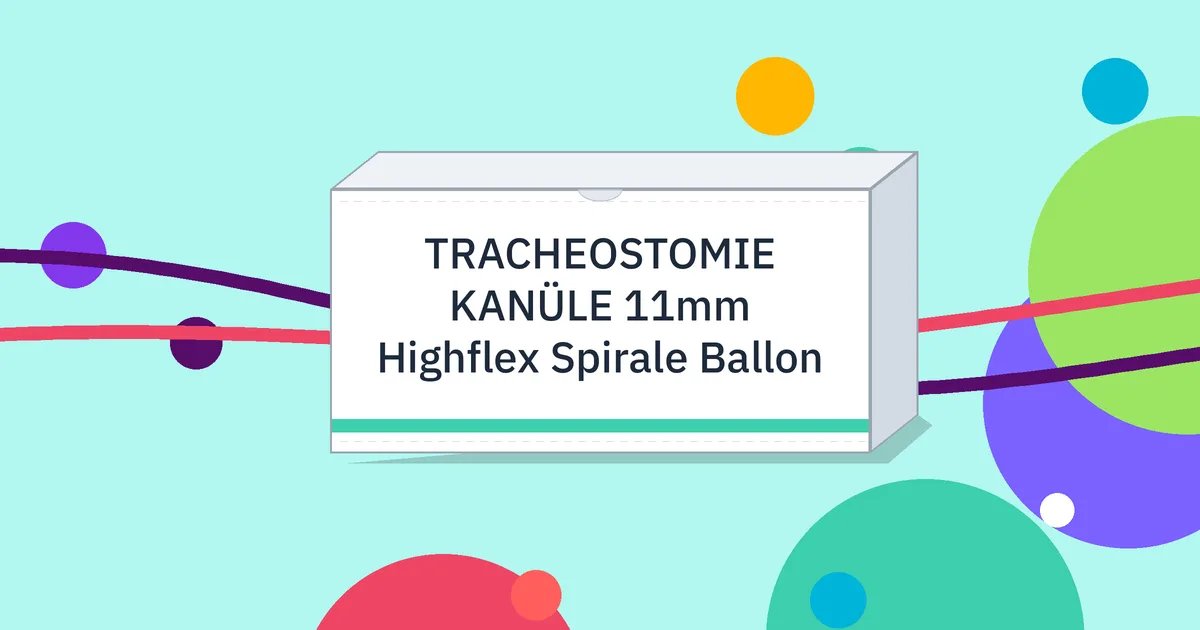 Symbolbild: Packung mit der Aufschrift TRACHEOSTOMIE KANÜLE 11mm Highflex Spirale Ballon (PZN 01085524) – Verfügbarkeit und Bezug in Apotheken in Frankfurt am Main