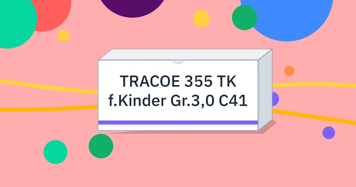Symbolbild: Packung mit der Aufschrift TRACOE 355 TK f.Kinder Gr.3,0 C41 (PZN 11643853) – Verfügbarkeit und Bezug in Apotheken in Frankfurt am Main