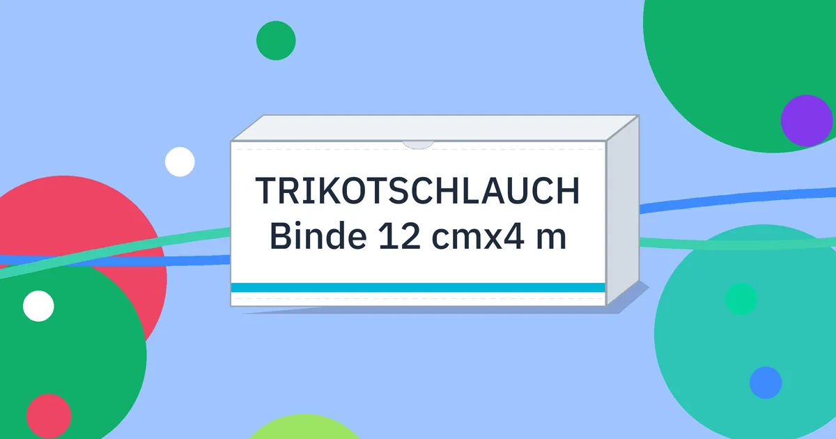 Symbolbild: Packung mit der Aufschrift TRIKOTSCHLAUCH Binde 12 cmx4 m (PZN 01410906) – Verfügbarkeit und Bezug in Apotheken in Frankfurt am Main