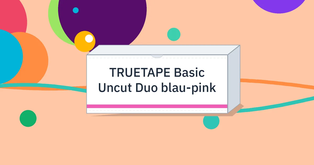 Symbolbild: Packung mit der Aufschrift TRUETAPE Basic Uncut Duo blau-pink (PZN 17619732) – Verfügbarkeit und Bezug in Apotheken in Frankfurt am Main
