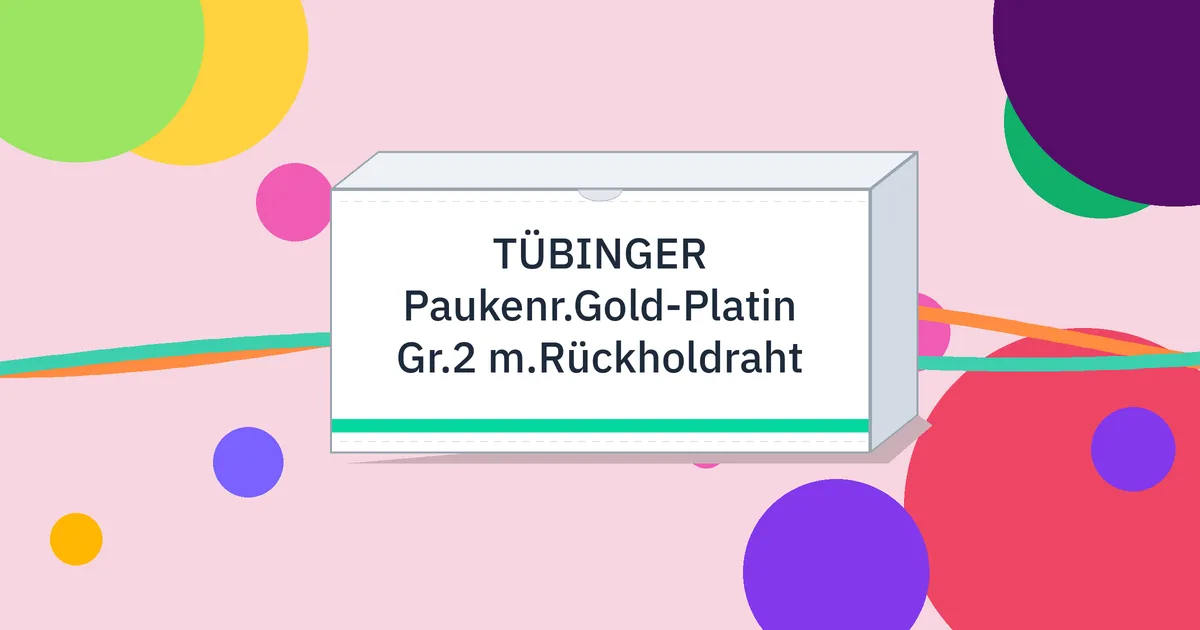 Symbolbild: Packung mit der Aufschrift TÜBINGER Paukenr.Gold-Platin Gr.2 m.Rückholdraht (PZN 09652804) – Verfügbarkeit und Bezug in Apotheken in Frankfurt am Main