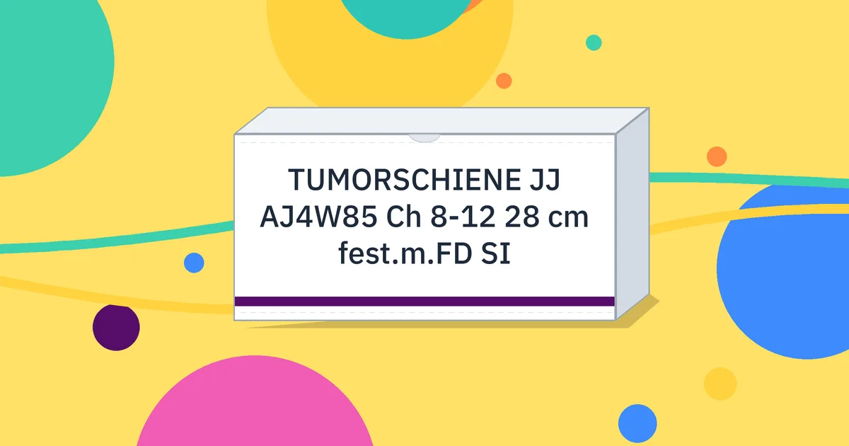 Symbolbild: Packung mit der Aufschrift TUMORSCHIENE JJ AJ4W85 Ch 8-12 28 cm fest.m.FD SI (PZN 01588461) – Verfügbarkeit und Bezug in Apotheken in Frankfurt am Main