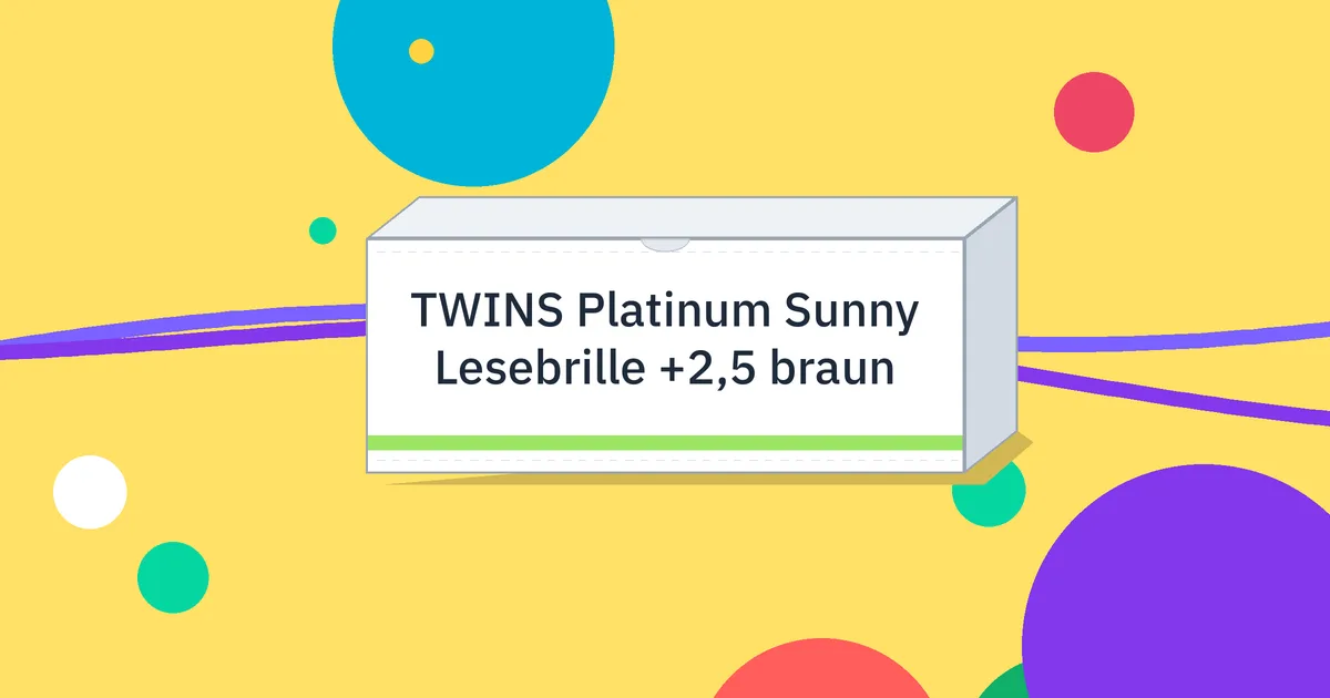 Symbolbild: Packung mit der Aufschrift TWINS Platinum Sunny Lesebrille +2,5 braun (PZN 13344037) – Verfügbarkeit und Bezug in Apotheken in Frankfurt am Main