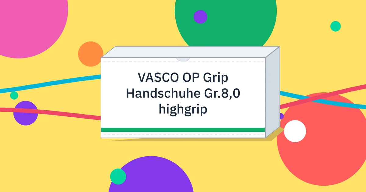 Symbolbild: Packung mit der Aufschrift VASCO OP Grip Handschuhe Gr.8,0 highgrip (PZN 11139793) – Verfügbarkeit und Bezug in Apotheken in Frankfurt am Main