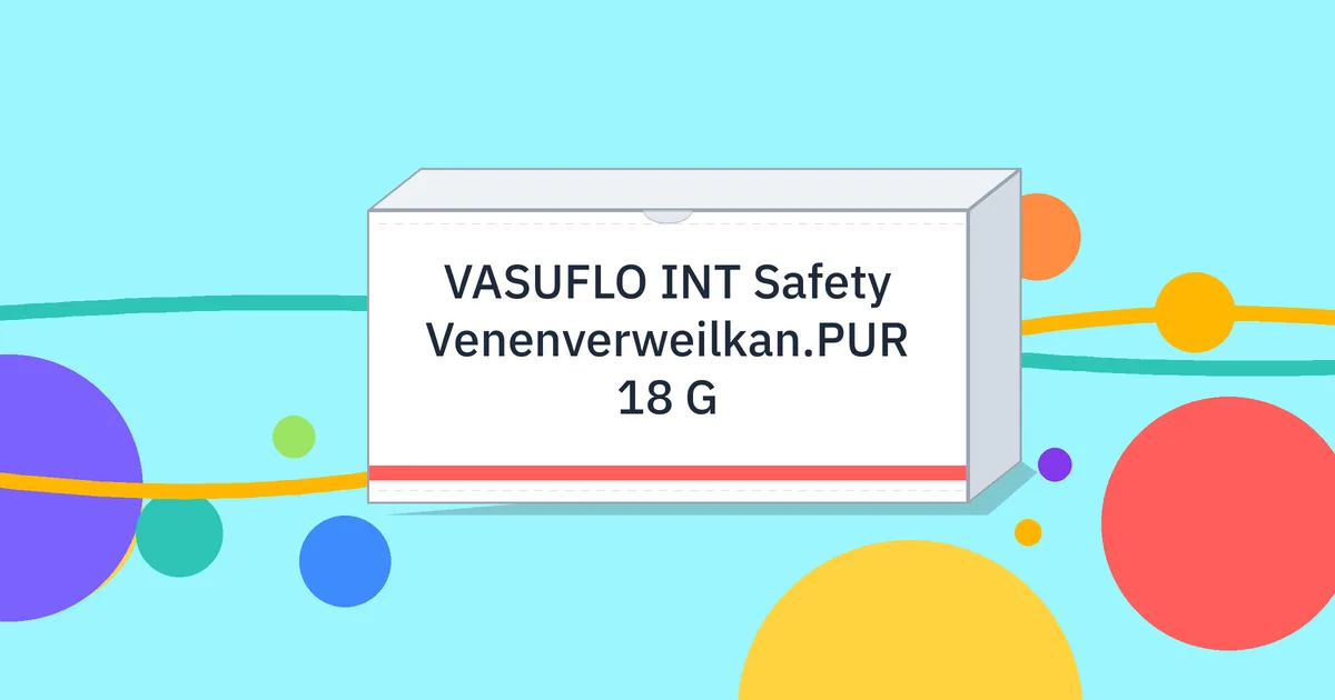 Symbolbild: Packung mit der Aufschrift VASUFLO INT Safety Venenverweilkan.PUR 18 G (PZN 18044601) – Verfügbarkeit und Bezug in Apotheken in Frankfurt am Main