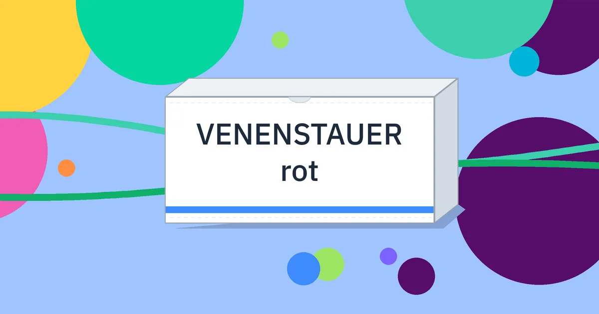 Symbolbild: Packung mit der Aufschrift VENENSTAUER rot (PZN 09107745) – Verfügbarkeit und Bezug in Apotheken in Frankfurt am Main
