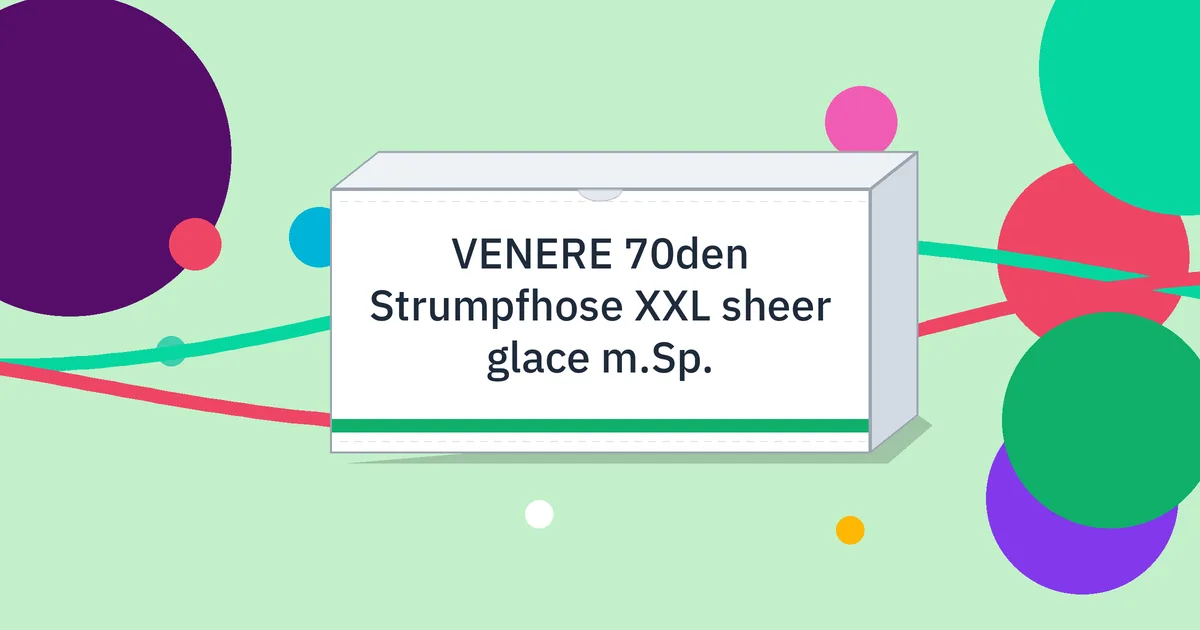 Symbolbild: Packung mit der Aufschrift VENERE 70den Strumpfhose XXL sheer glace m.Sp. (PZN 16173381) – Verfügbarkeit und Bezug in Apotheken in Frankfurt am Main
