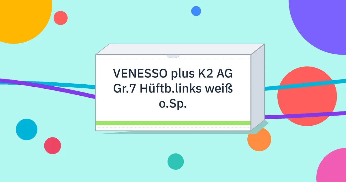 Symbolbild: Packung mit der Aufschrift VENESSO plus K2 AG Gr.7 Hüftb.links weiß o.Sp. (PZN 03301222) – Verfügbarkeit und Bezug in Apotheken in Frankfurt am Main